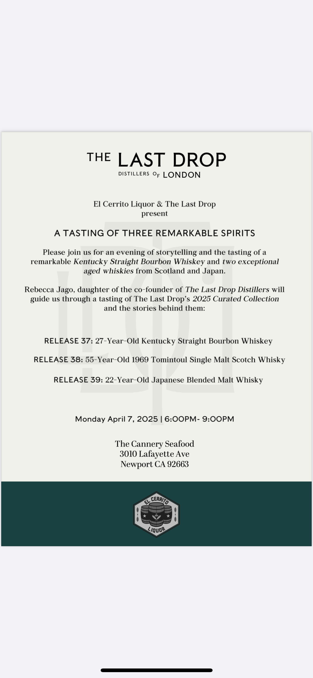 Last drop Dinner – El Cerrito Liquor